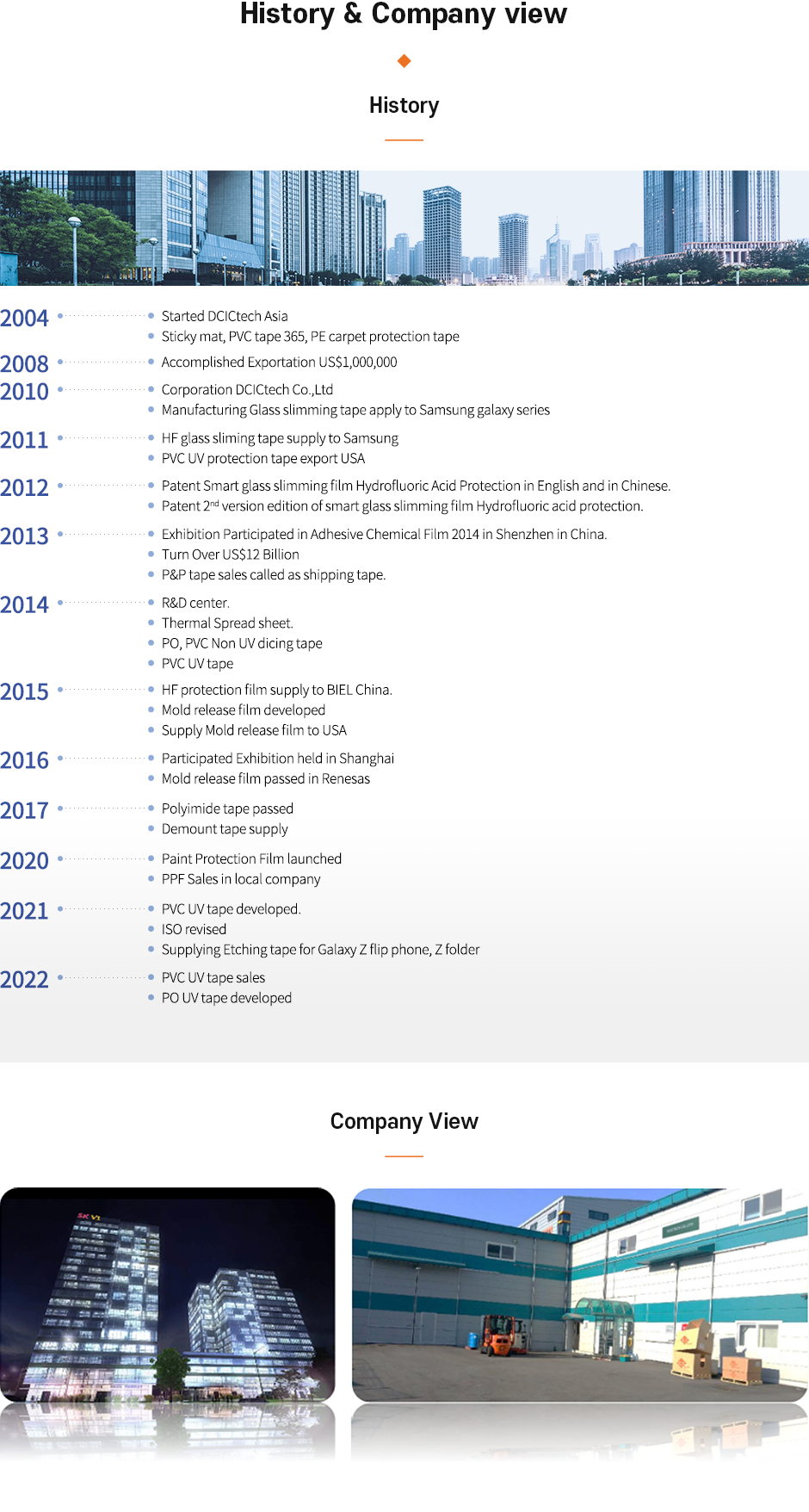History & Company View :: dcictech